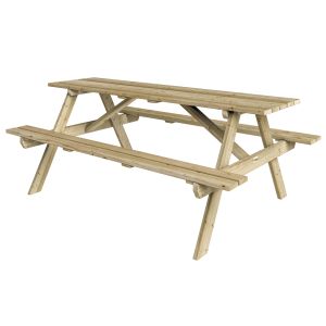 6 Feet Traditional Outdoor 8 Seater Picnic Table - Wooden - L120 x W180 ...