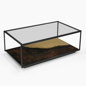 Galaxy Coffee Table with Glass Top - Iron/Tempered Glass - L122.5 x W69 ...